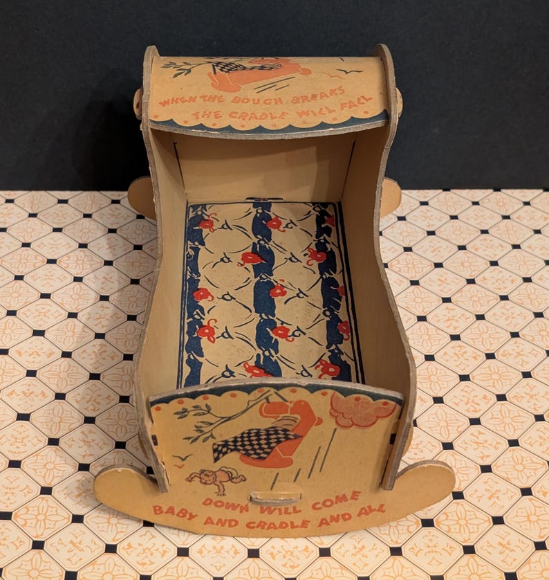 Rare Traditional 50's Canopy Rocke-bye-baby Cardboard Rocker Cradle ...