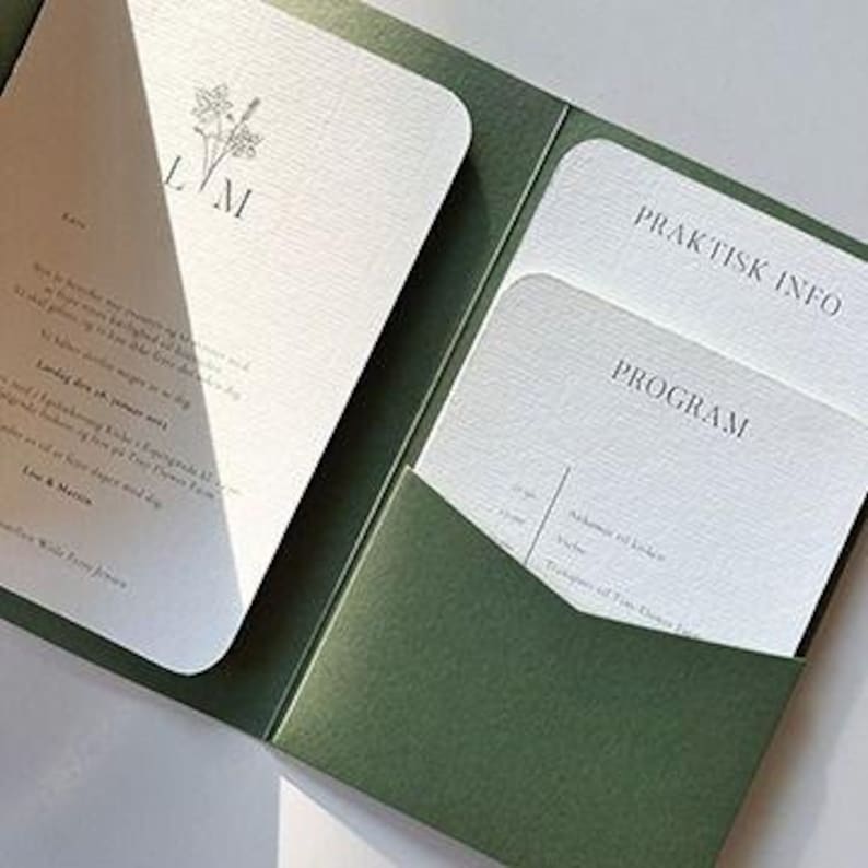 5x7 Trifold Wedding Invitation, Pre-made A7 Pocket Invitations, 25 per ...