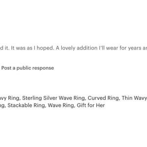 Wavy Ring, Sterling Silver Wave Ring, Curved Ring, Thin Wavy Ring ...