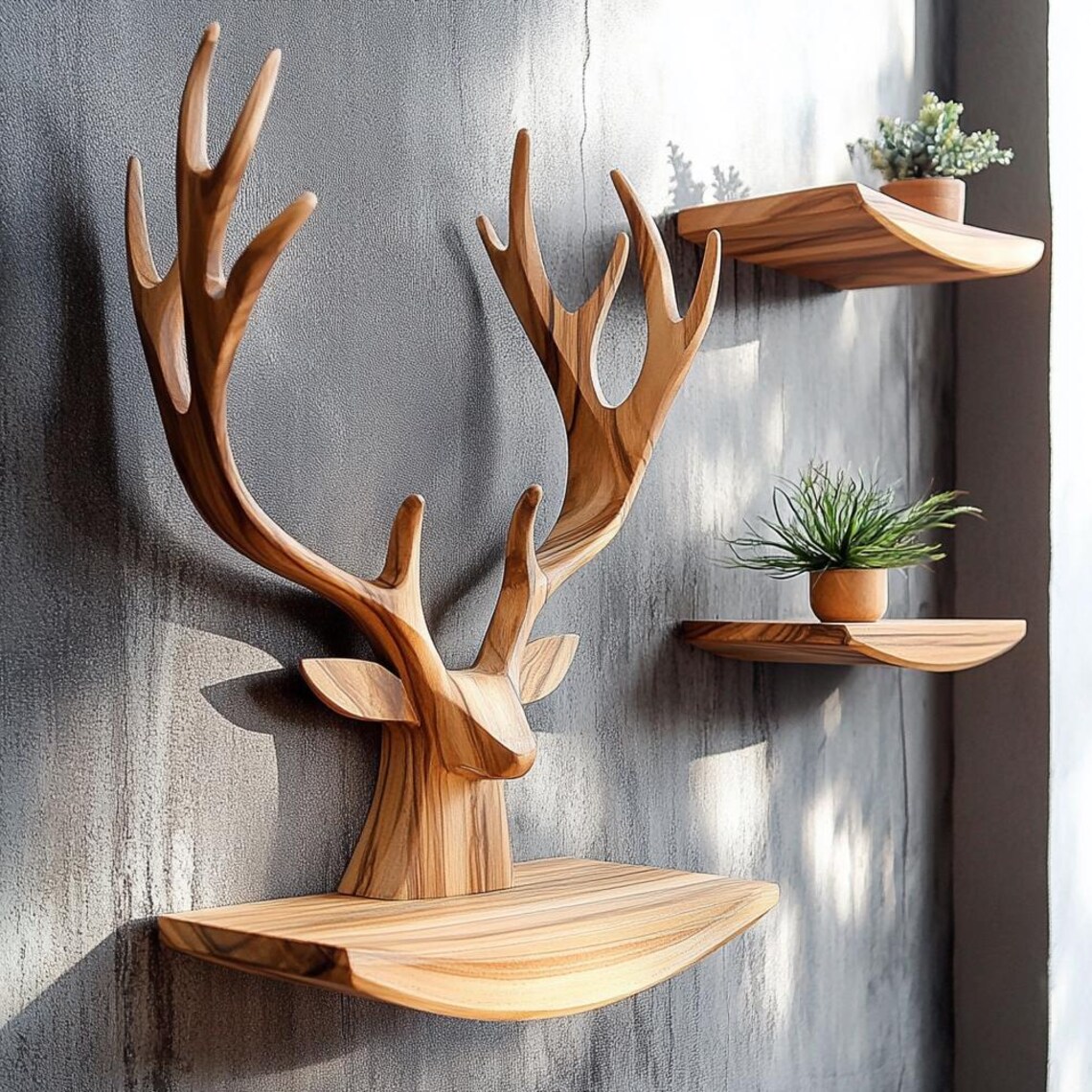 Wooden Deer Wall Shelf Deer Wall Shelf Deer-shaped Wooden Wall Shelf ...