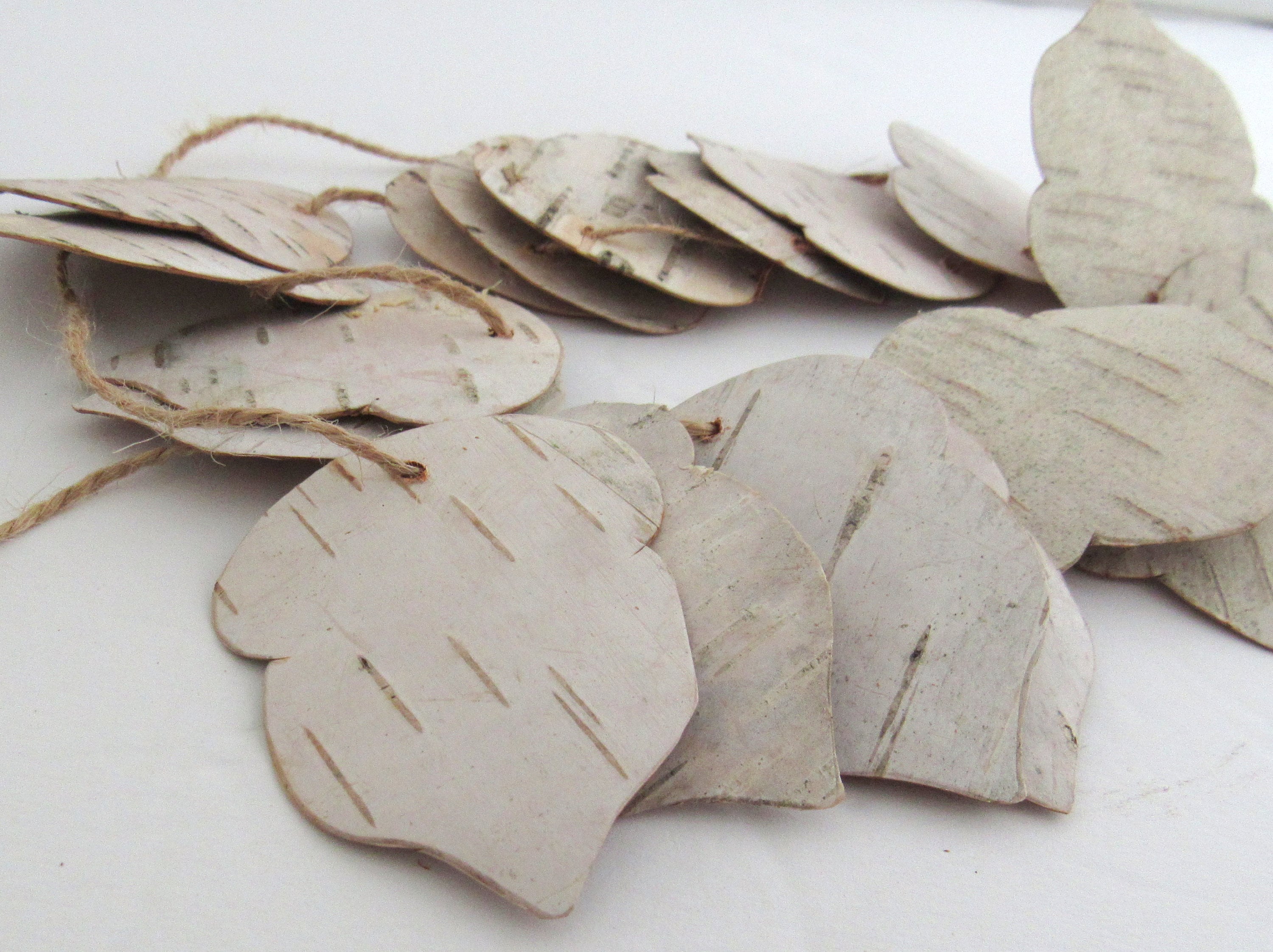 Birch Bark Garland Acorn Garland, Birch Gift Tags,birch Wood Ornaments ...