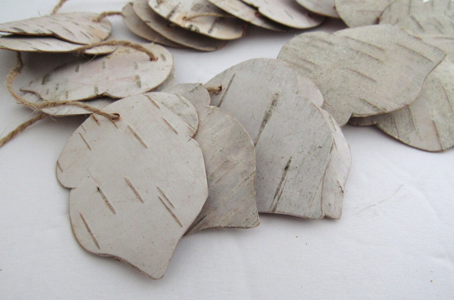 Birch Bark Garland Acorn Garland, Birch Gift Tags,birch Wood Ornaments ...