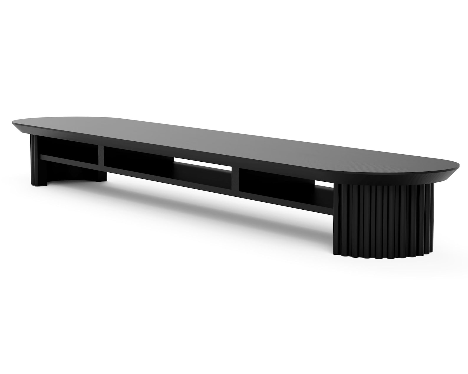 Large Fluted Black Wood Monitor Stand – 46 Inch Desk Riser - Etsy