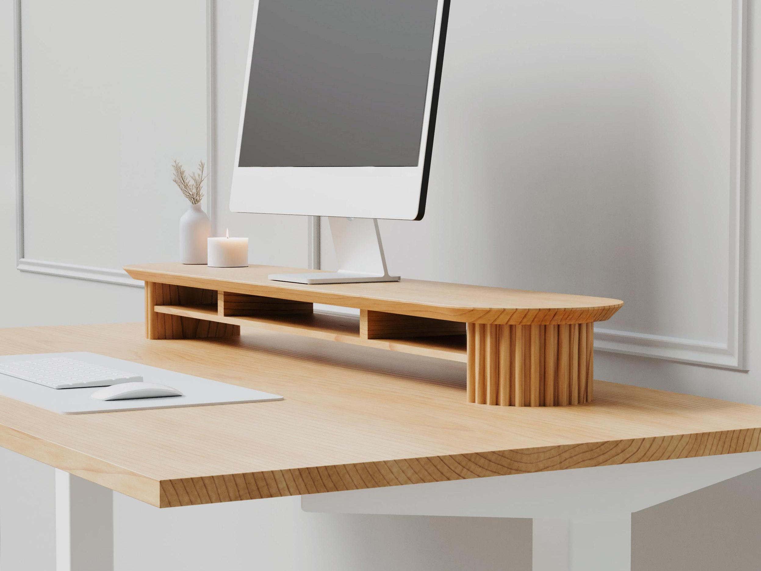 Large Maple Monitor Stand - Ergonomic Desk Riser, Home Office - Etsy