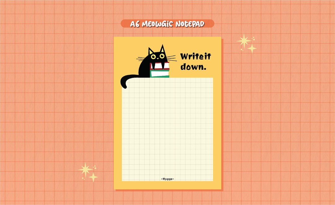 Digital & Printable Meowgic A6 Notepad | Mystical Black Cat-themed ...