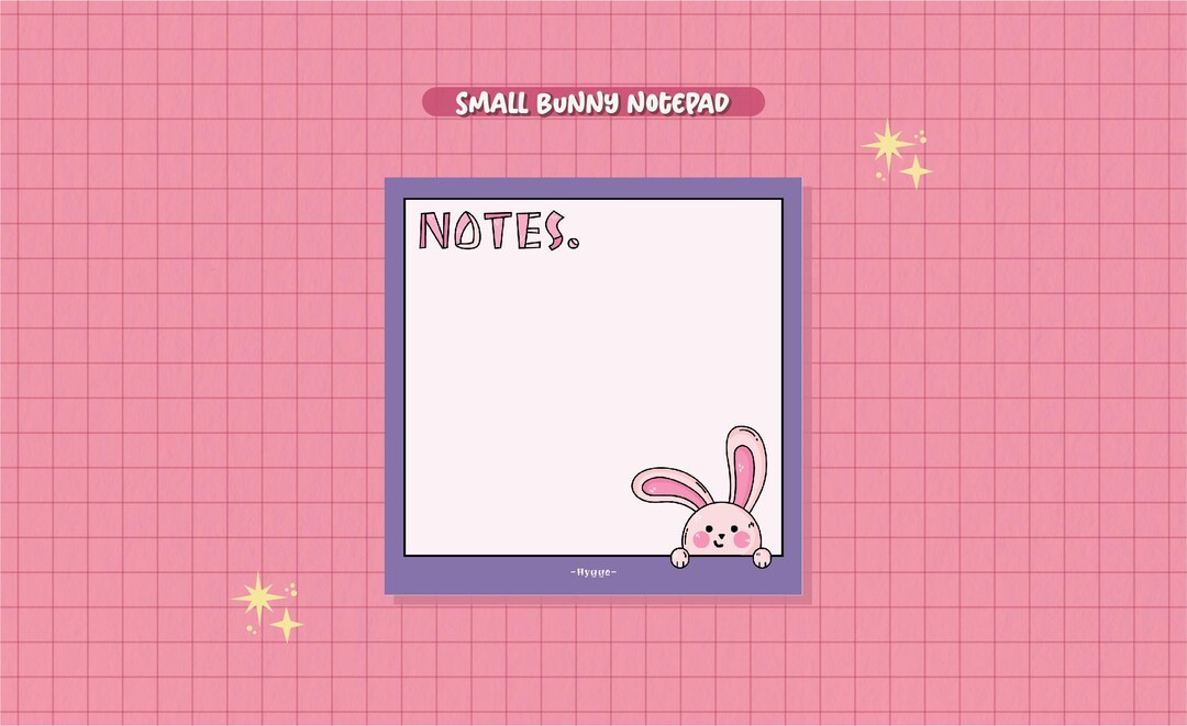 Digital & Printable Small Bunny Notepad | Cute Bunny-themed Notepad for ...