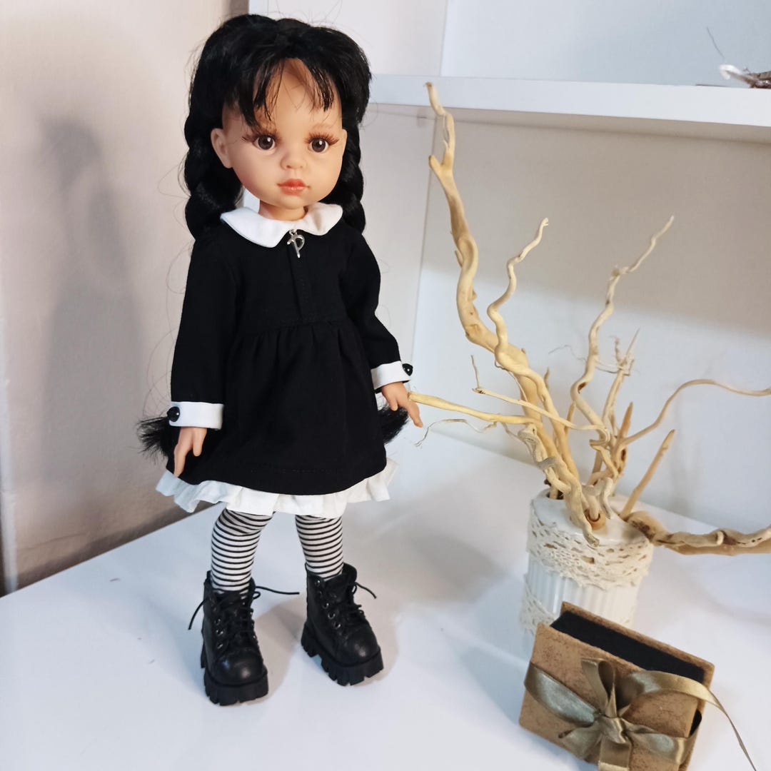 Handmade Wednesday Addams Doll Outfit: Fits 13" Dolls - Etsy