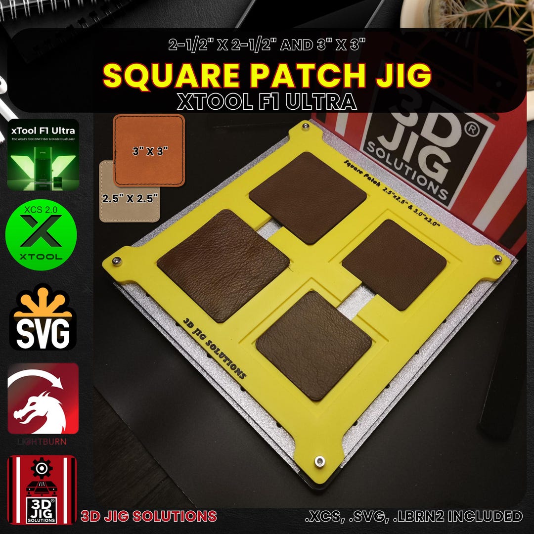 Xtool F1 Ultra Square Patch Jig Leather Hat Patches Laser Engraving Fixture, Laserable ...