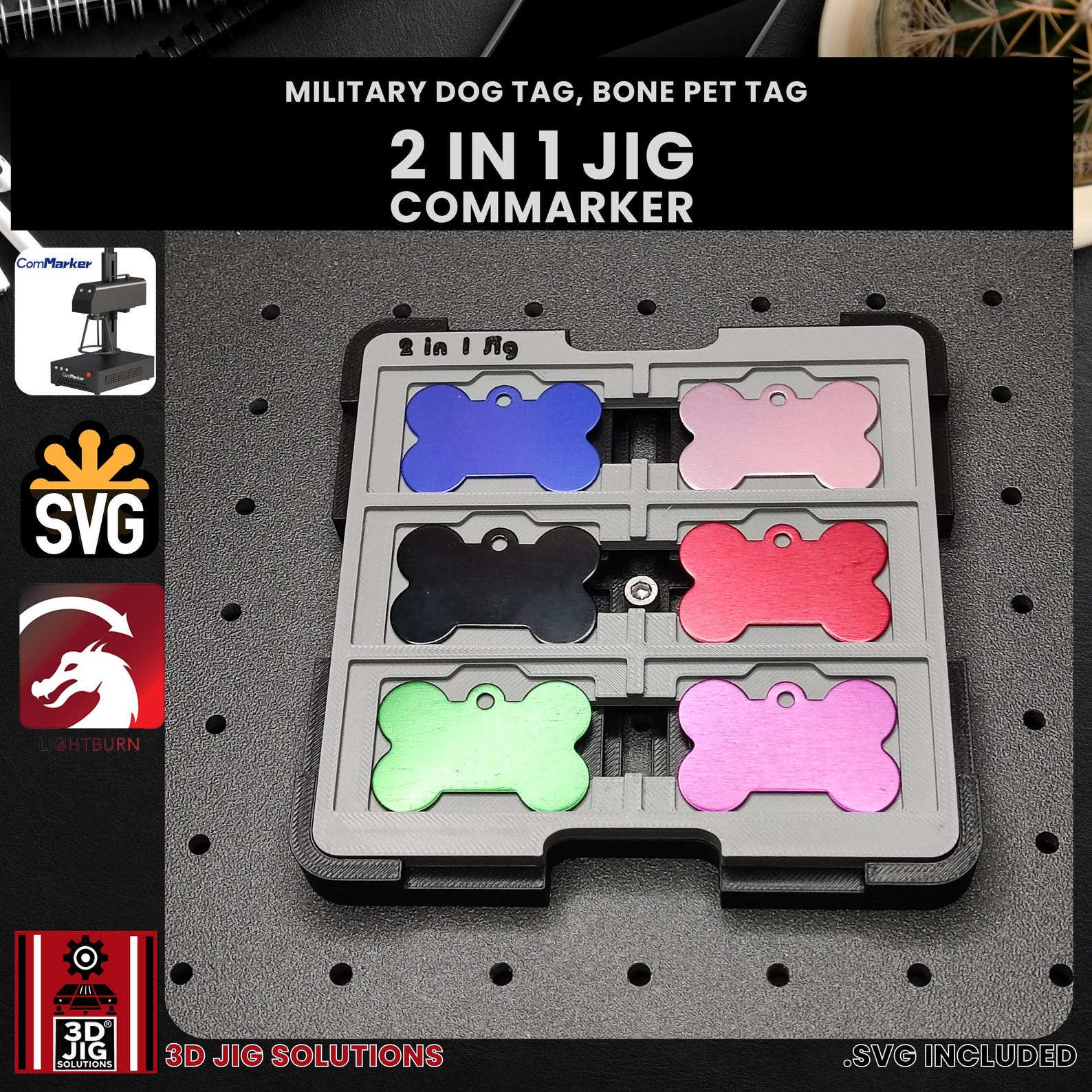 Commarker Laser Jig | Military Tag & Bone Shaped Pet Tag Ids Alignment ...