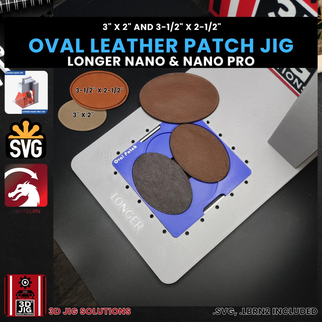 Longer Nano Pro Hat Patch Jig | Laser Engraving Jig for Oval Leather Hat Patches, Laserable ...