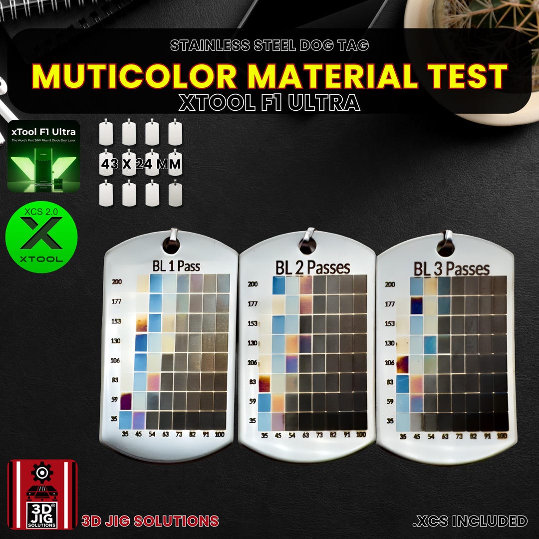 Xtool F1 Ultra Color Test Swatches Blue Light Laser Multicolor ...