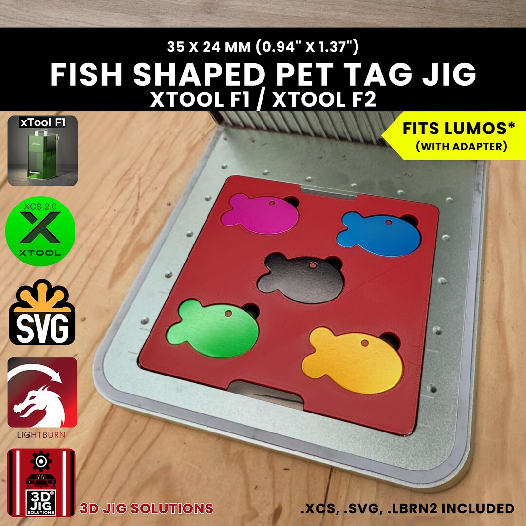 Xtool F1 & F2 Fish Tag Laser Engraving Jig: Pet ID Tags Alignment ...