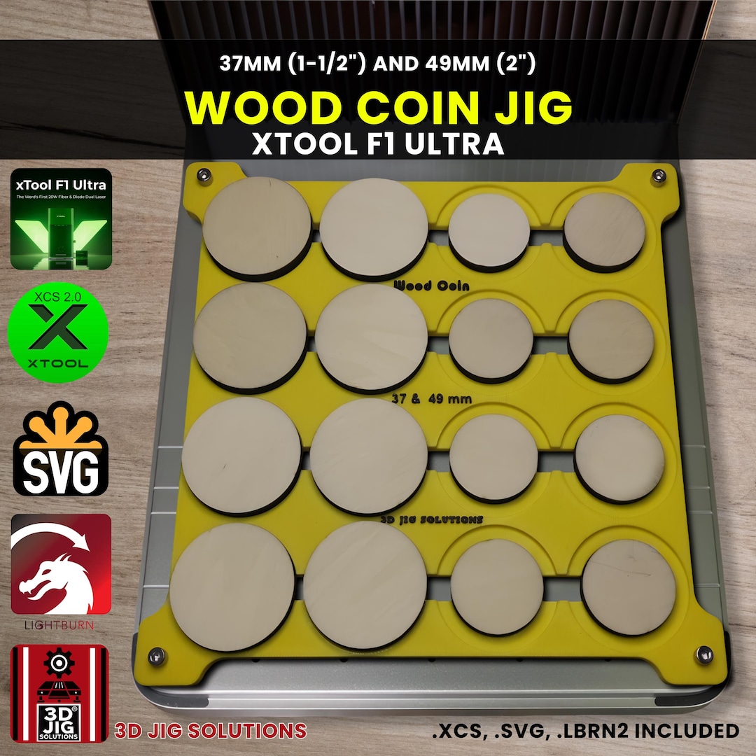 Xtool F1 Ultra Laser Jig | Wood Coin Laser Engraving Jig | Challenge ...