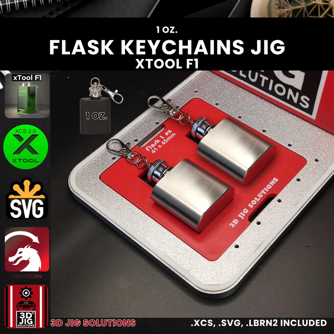 Xtool F1 Laser Jig | Flask Keychain Laser Engraving Jig | 1 Oz. Flask ...
