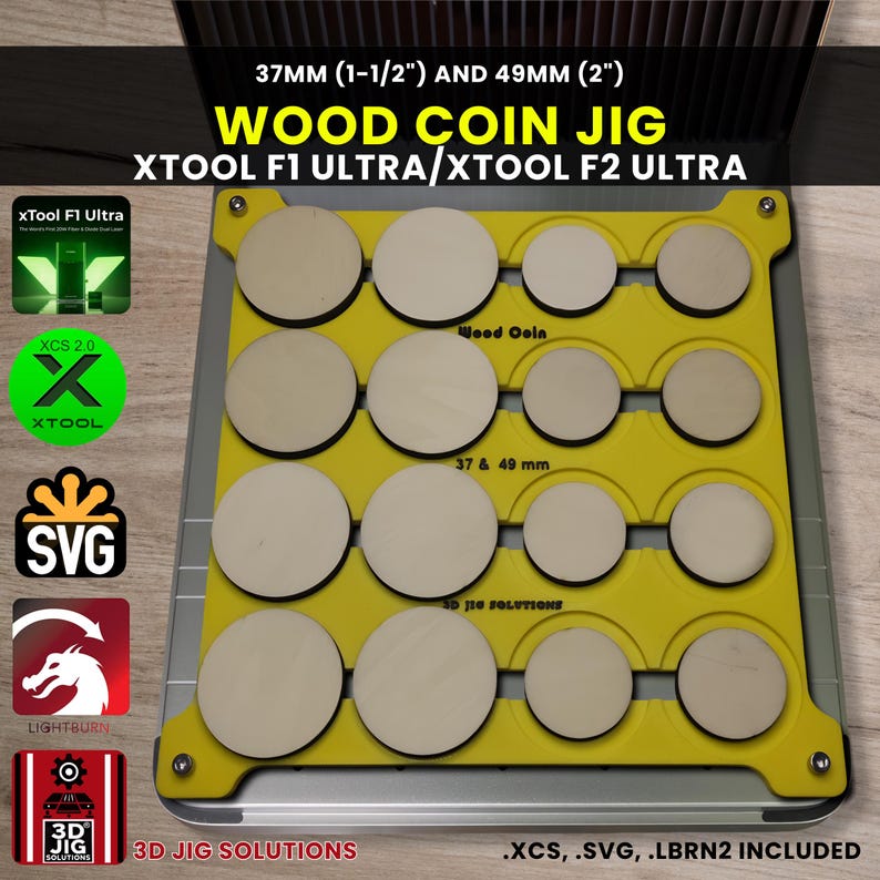 Xtool F1 Ultra Laser Jig | Wooden Challenge Coins Laser Engraving Jig | Wood Nickles Alignment ...