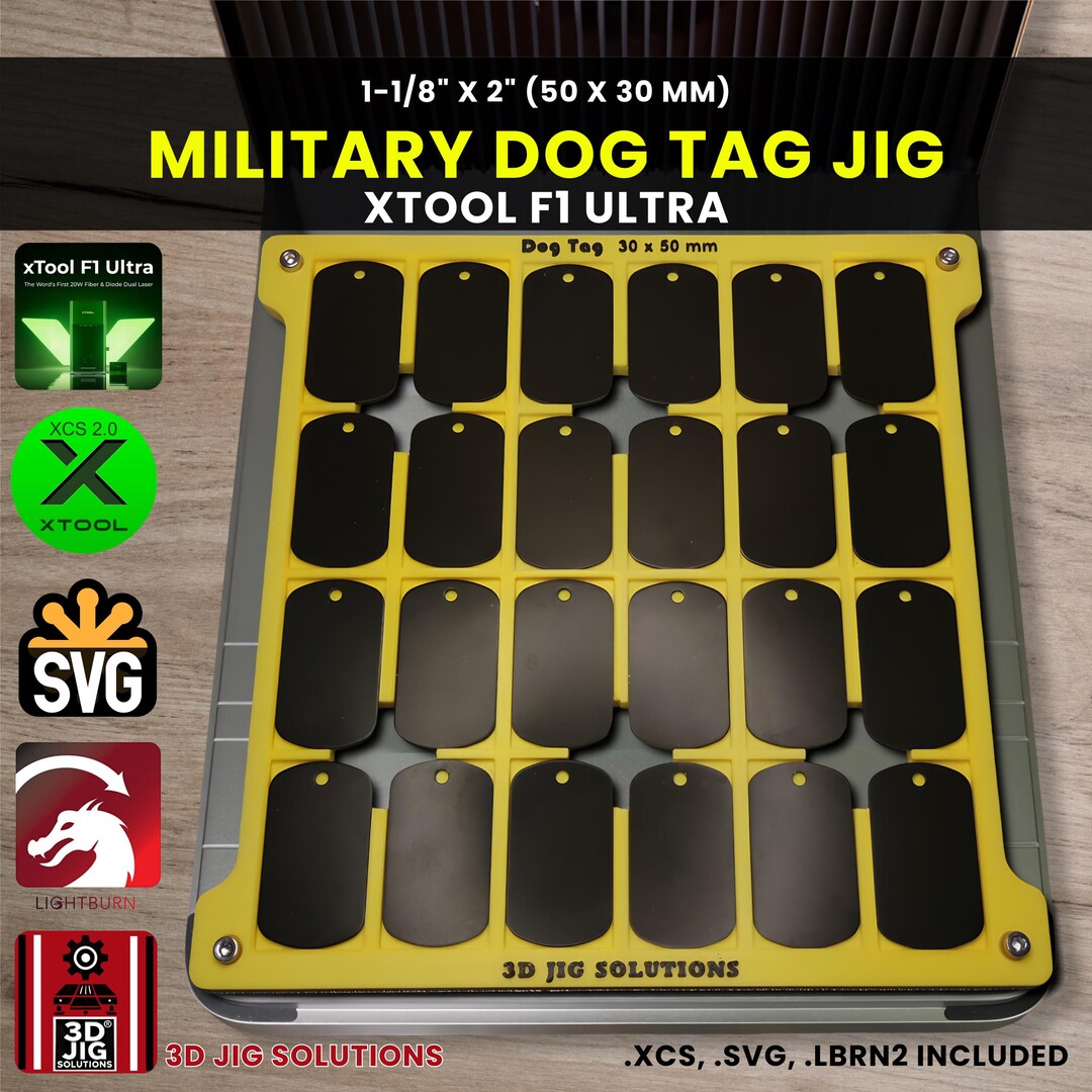 Xtool F1 Ultra Laser Jig | Military Dog Tag Laser Engraving Jig | Metal Military Tags Alignment ...