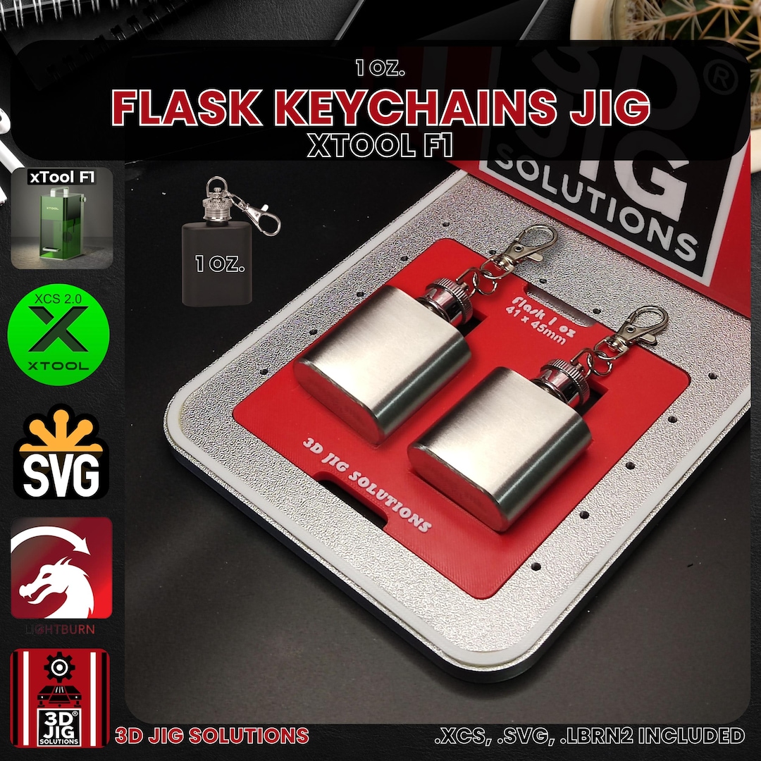 Xtool F1 Flask Keychains Jig Laser Engraving Fixture for 1 Oz. Flask ...
