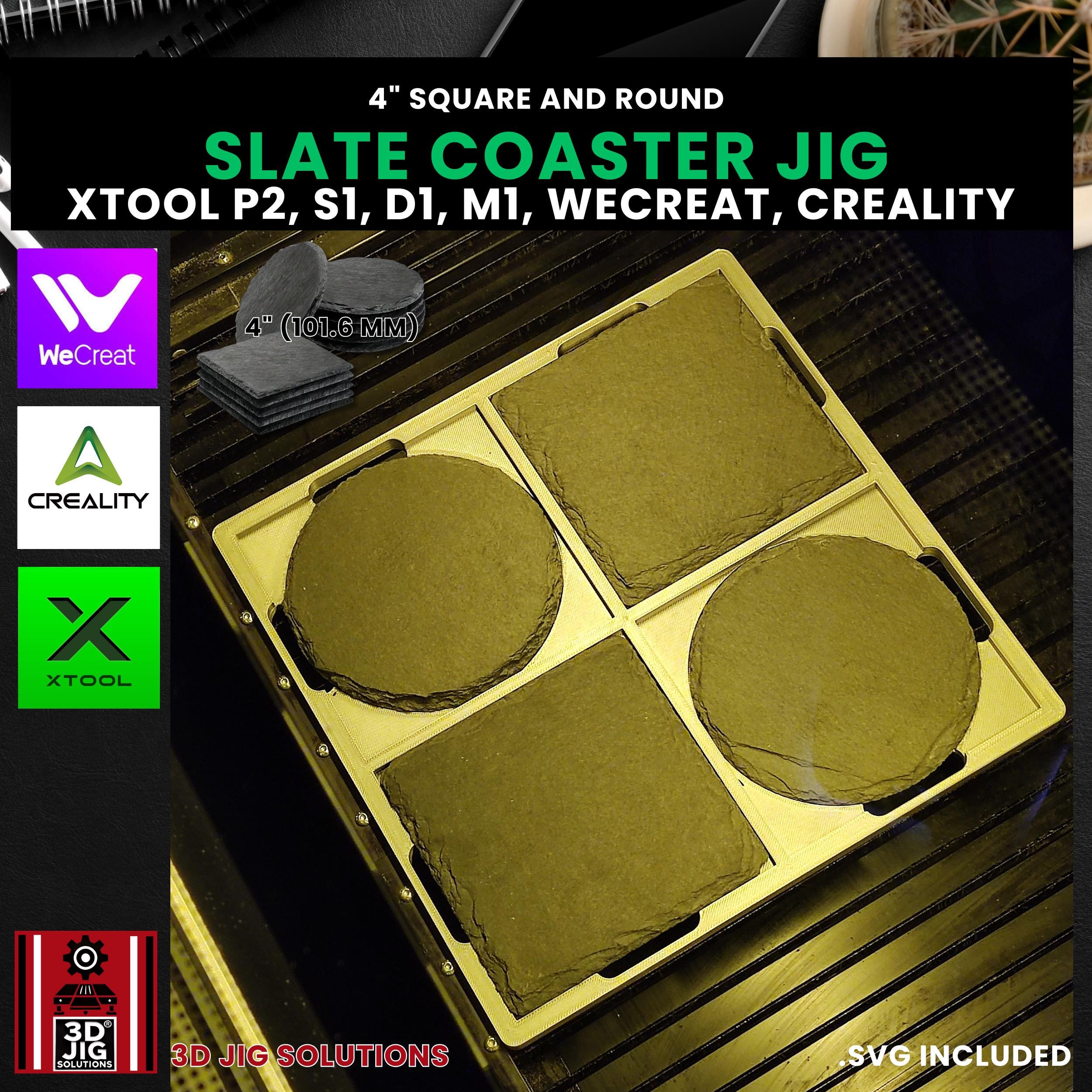 Slate Coaster Laser Engraving Jig: 4" Round & Square, Diode and CO2 ...