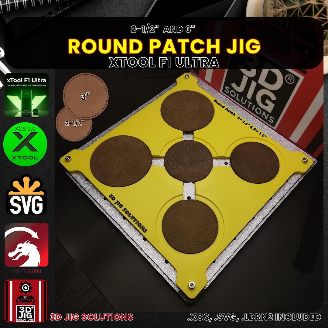 Xtool F1 Ultra Round Patch Jig Laser Engraving Fixture Leather Hat Patches, Round Laserable ...