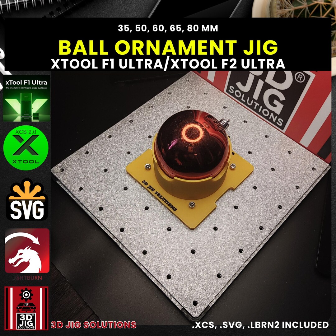 Xtool F1 Ultra & F2 Ultra Ball Ornament Engraving Jig | Glass Bauble ...