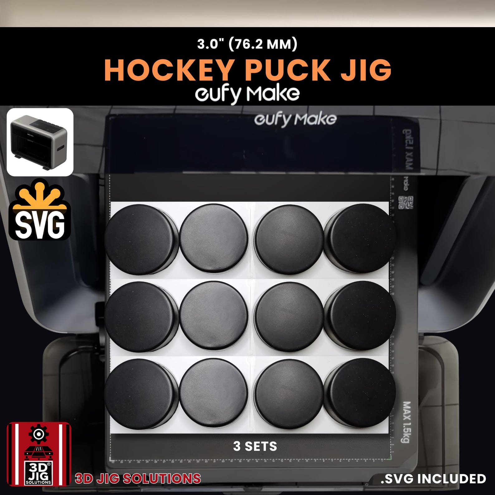 Eufymake E1 Hockey Puck Jig: UV Printer Hockey Gear Alignment Fixture ...