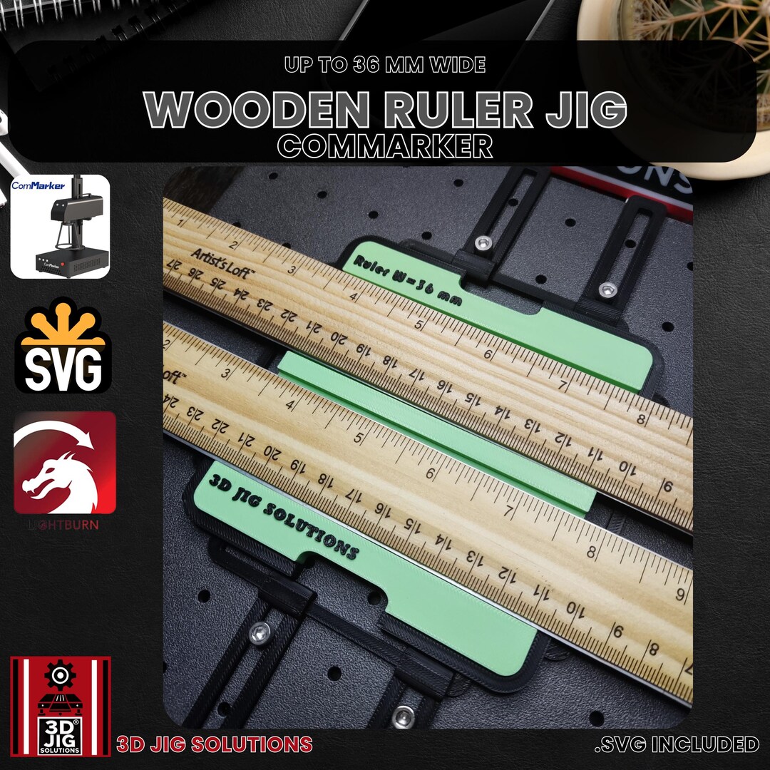 Commarker Wood Ruler Jig 3D Printed Laser Engraving Fixture for School ...