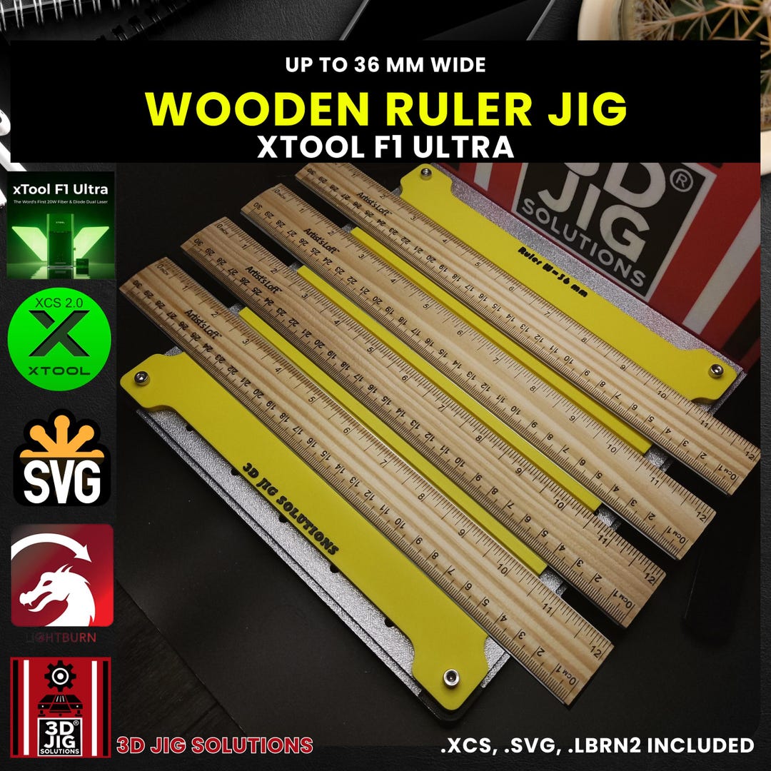 Xtool F1 Ultra Laser Jig | Wood Ruler Laser Engraving Jig | School ...