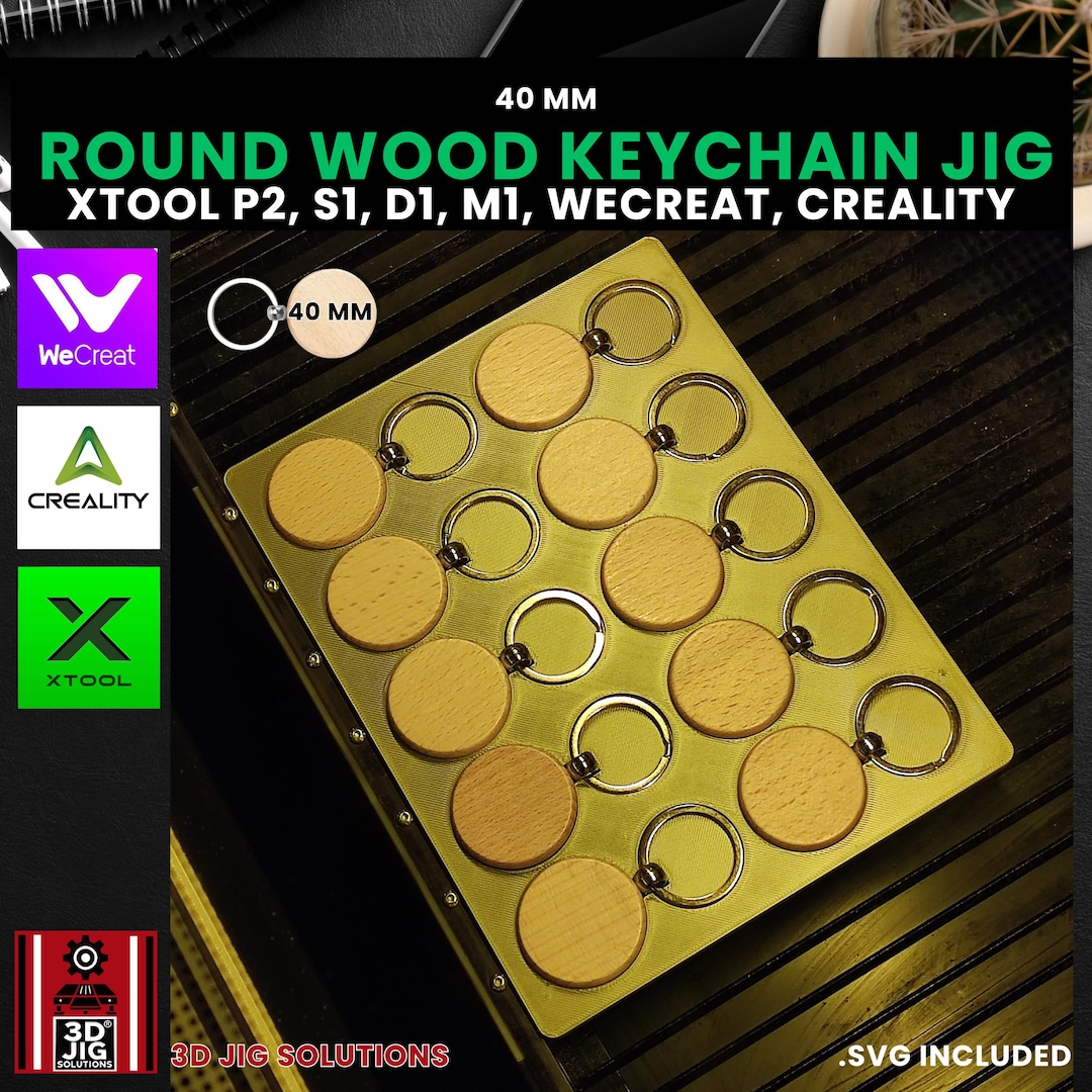 Round Keychain Laser Engraving Jig: Diode & CO2 Lasers, Wecreat, Xtool ...