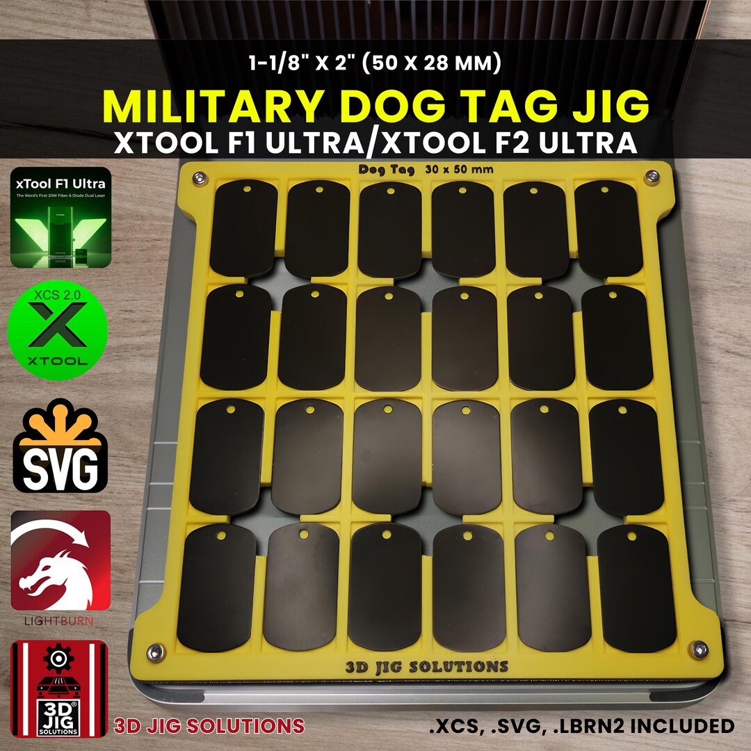 Xtool F1/F2 Ultra Military Tags Jig: Dog Tag Alignment Fixture + XCS ...