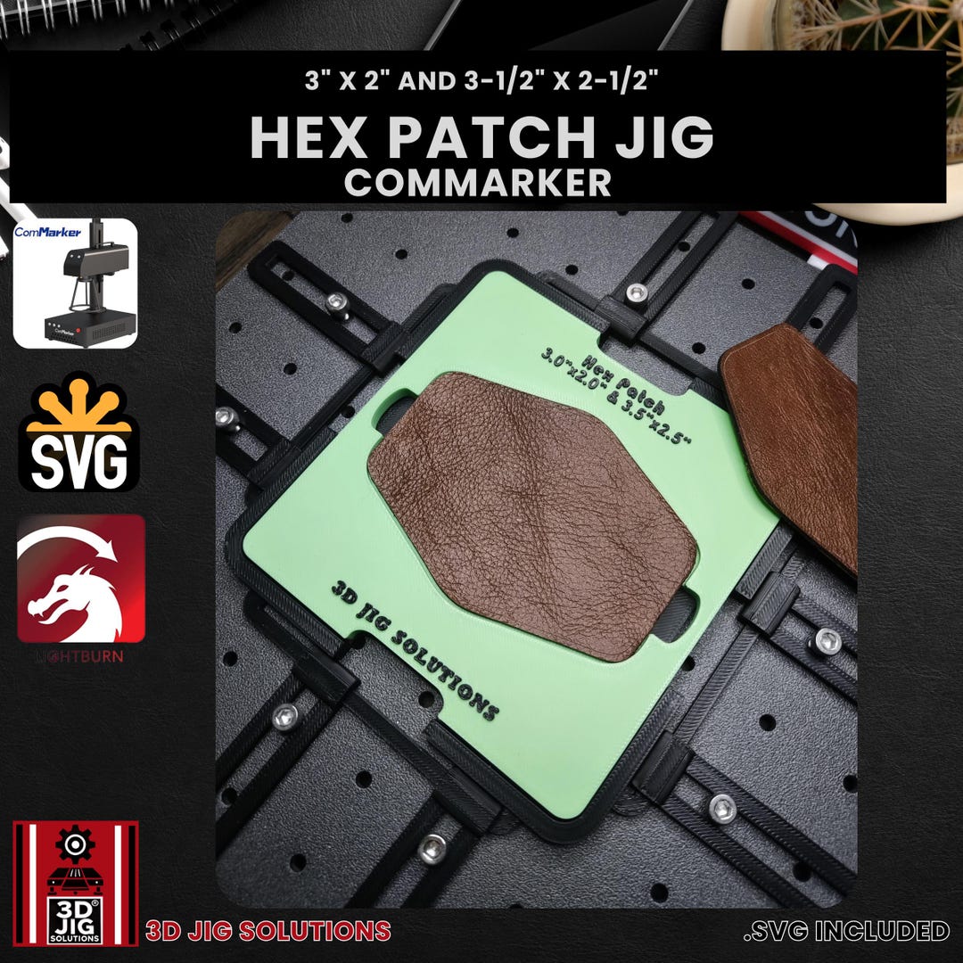Commarker Laser Jig | Hex Leather Hat Patches | Laser Engraving Jig for Laserable Leatherette ...