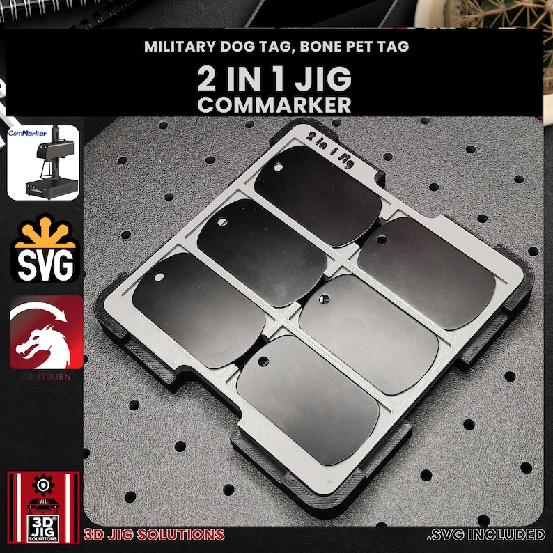 Commarker Laser Jig | Military Tag & Bone Shaped Pet Tag Ids Alignment Fixture | 2 in 1 Laser ...