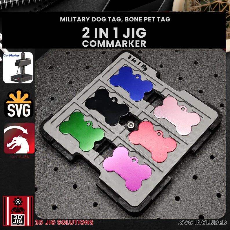 Commarker Laser Jig | Military Tag & Bone Shaped Pet Tag Ids Alignment ...