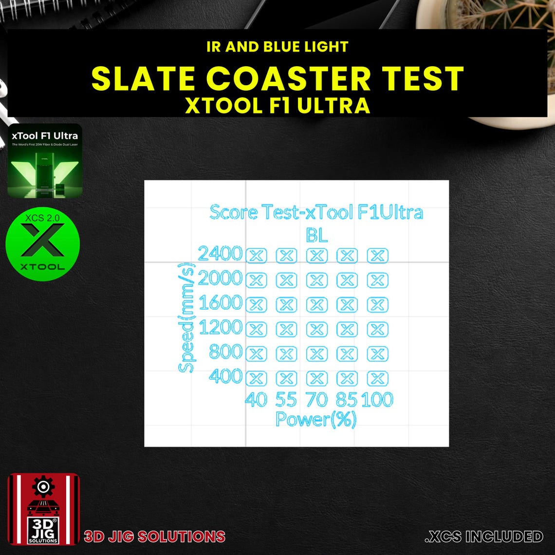 Xtool F1 Ultra Slate Coaster Laser Engraving Test - XCS File | Blue ...