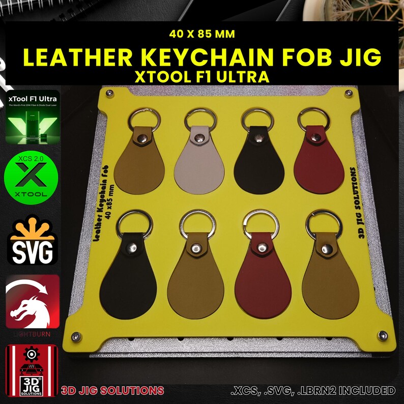 Xtool F1 Ultra Laser Jig | Leather Keychain Laser Engraving Jig | PU & Faux Leather Key Fobs ...