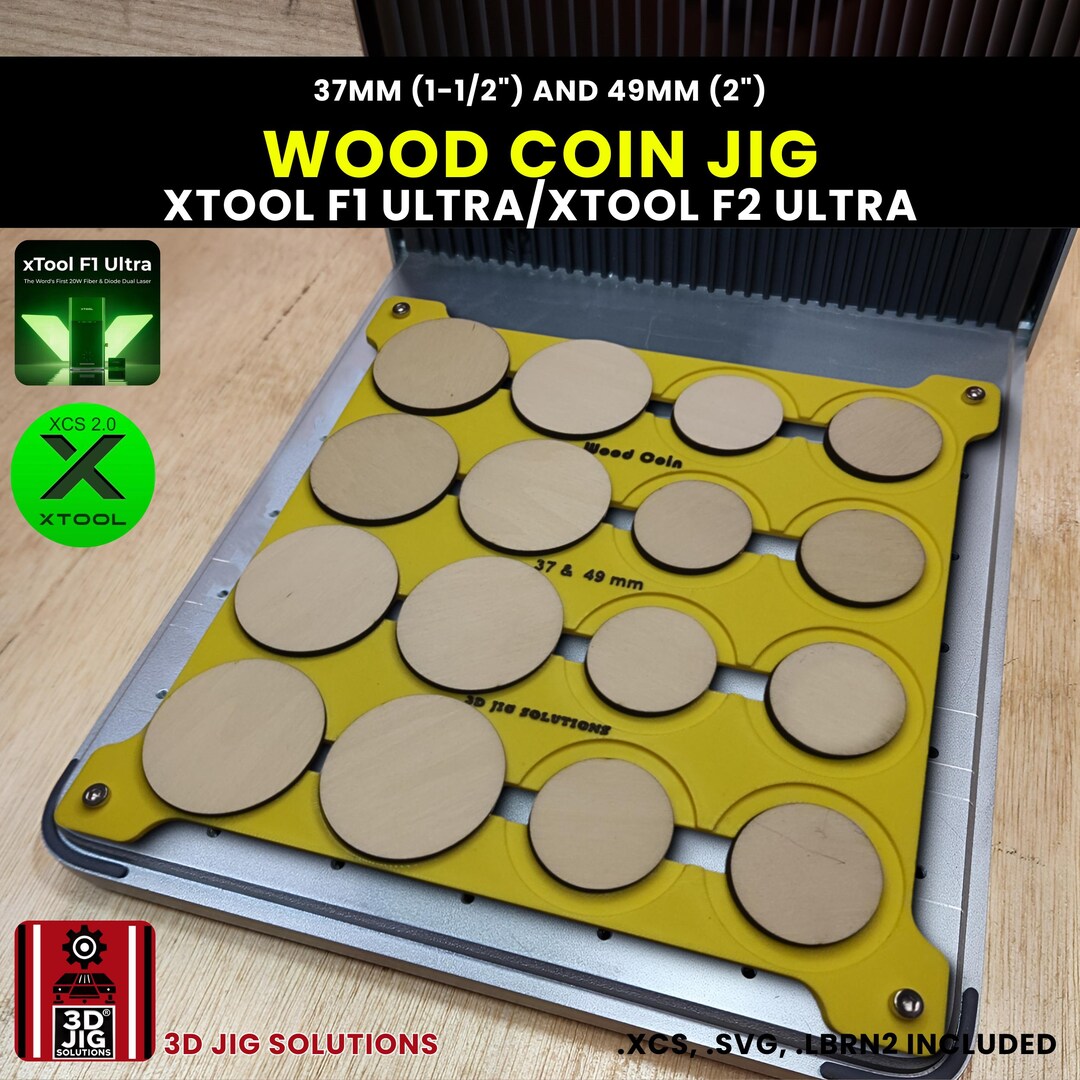 Xtool F1 Ultra & F2 Ultra Wood Coin Laser Engraving Jig: Fits 2 Sizes ...