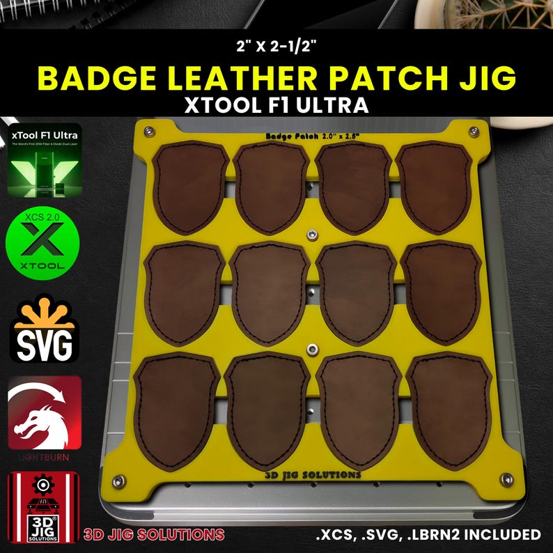 Xtool F1/F2 Ultra Badge Patch Jig: Leather Hat Patches Laser Engraving + XCS File - Etsy