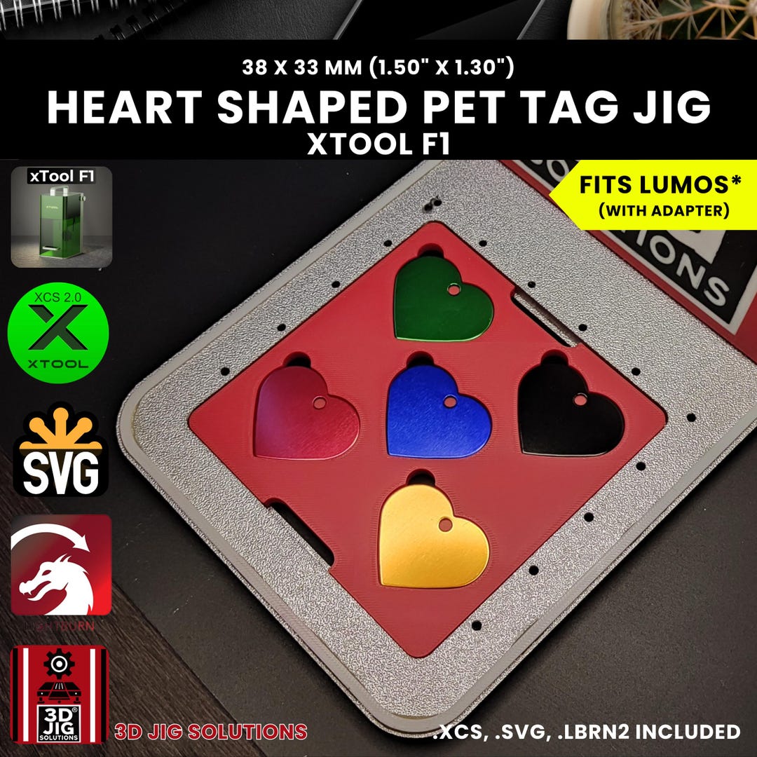 Xtool F1 Heart Tag Laser Engraving Jig: Pet ID Tags Alignment Fixture ...