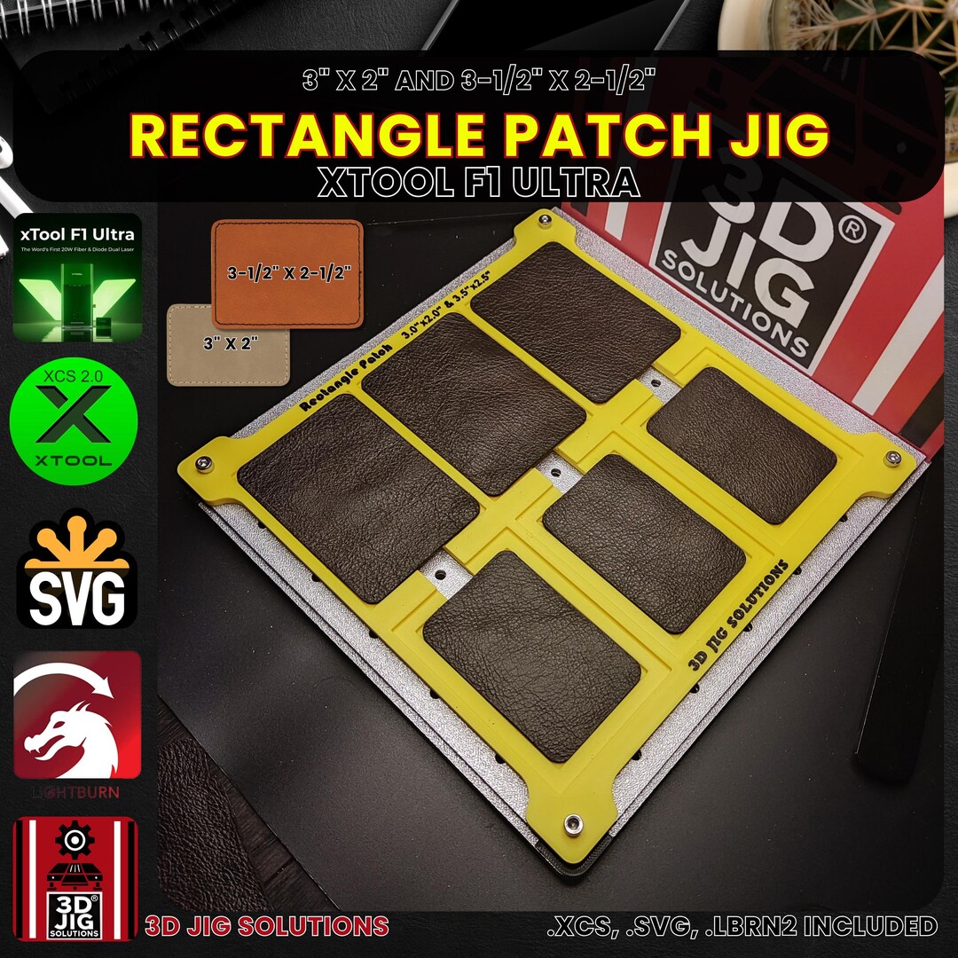 Xtool F1 Ultra Rectangle Patch Jig Laser Engraving Fixture Leather Hat Patches, Laserable ...