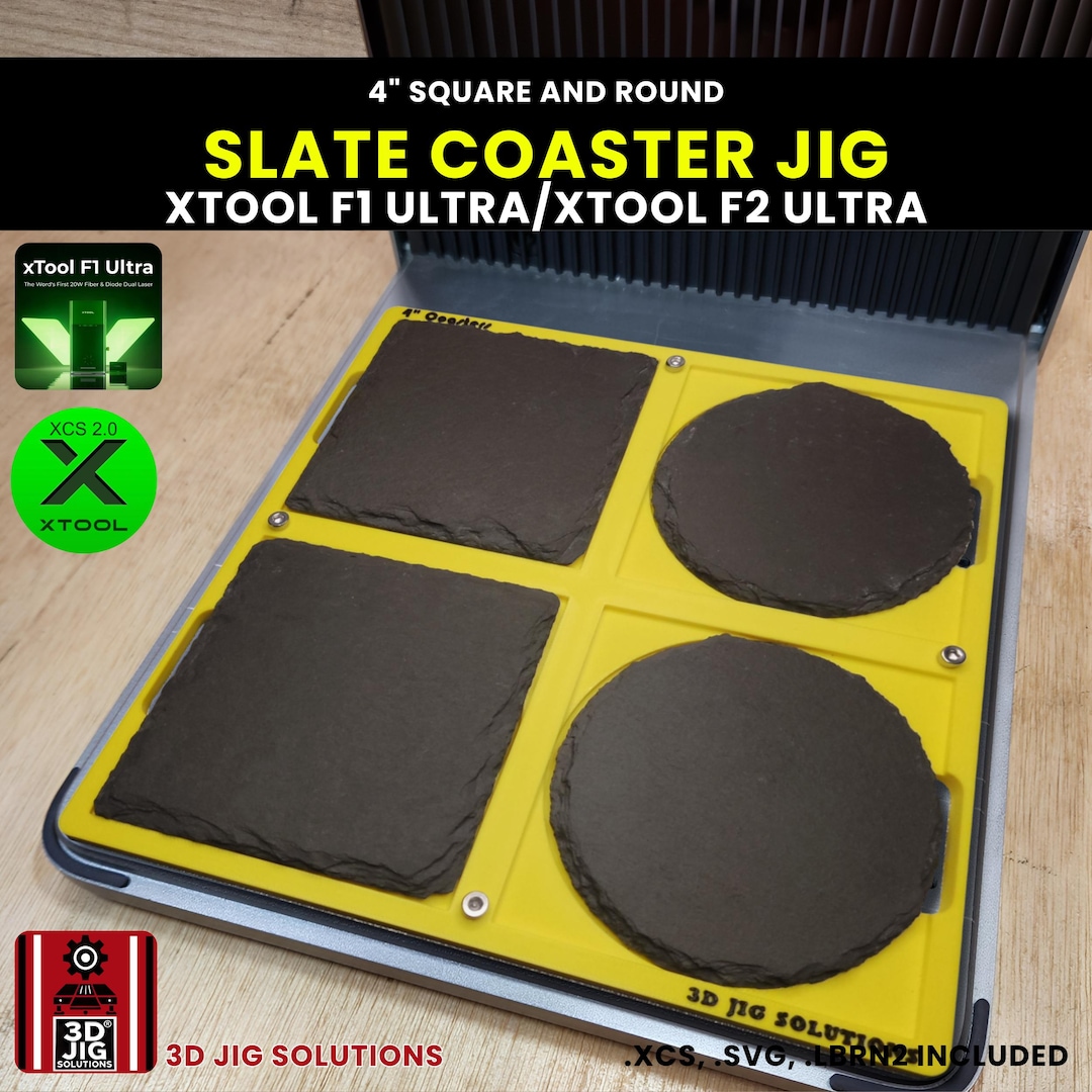 Xtool F1 Ultra & F2 Ultra Slate Coaster Laser Engraving Jig: 4-inch ...