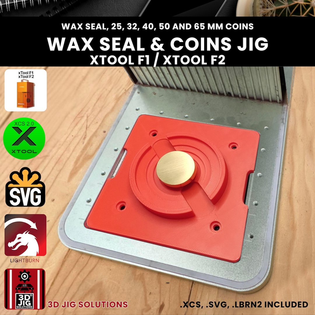 Xtool F1 & F2 Wax Seal and Coin Laser Engraving Jig | 15mm–65mm Coins ...