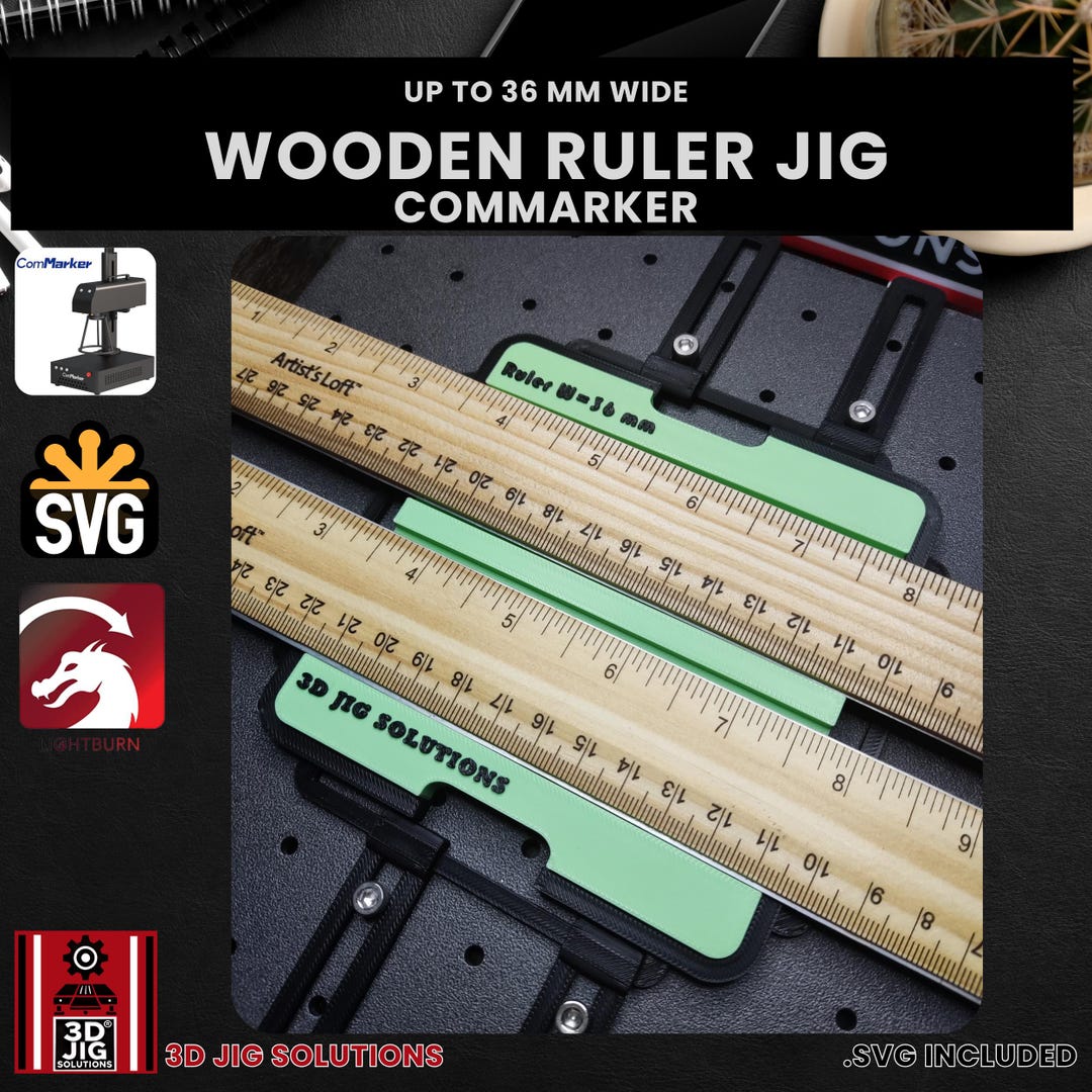 Commarker Wood Ruler Jig | Laser Engraving Jig for School Rulers up to 36mm Wide, UV & Fiber ...