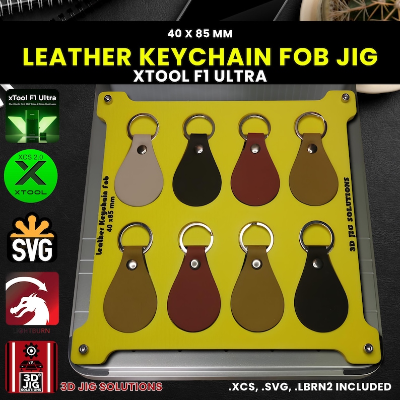 Xtool F1 Ultra Laser Jig | Leather Keychain Laser Engraving Jig | PU & Faux Leather Key Fobs ...