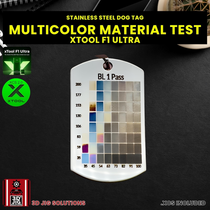 Xtool F1 Ultra Color Test Swatches - Blue Light Laser Multicolor ...
