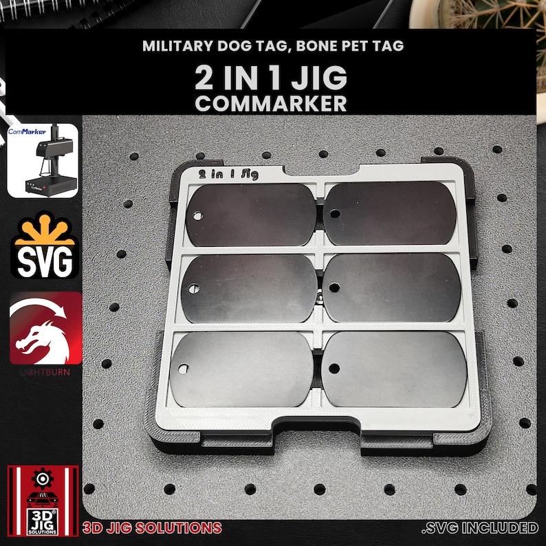Commarker Laser Jig | Military Tag & Bone Shaped Pet Tag Ids Alignment Fixture | 2 in 1 Laser ...
