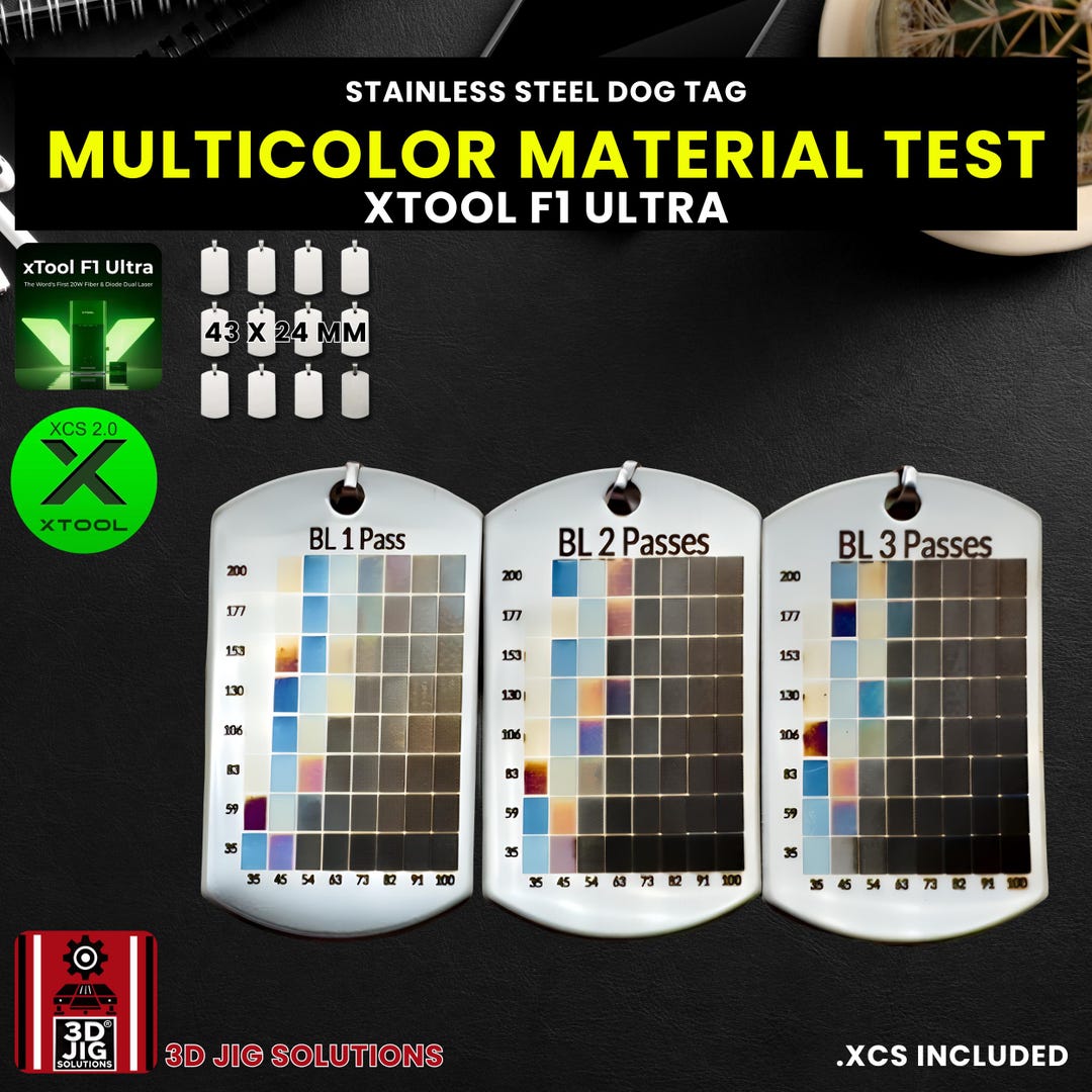 Xtool F1 Ultra Color Test Swatches - Blue Light Laser Multicolor ...