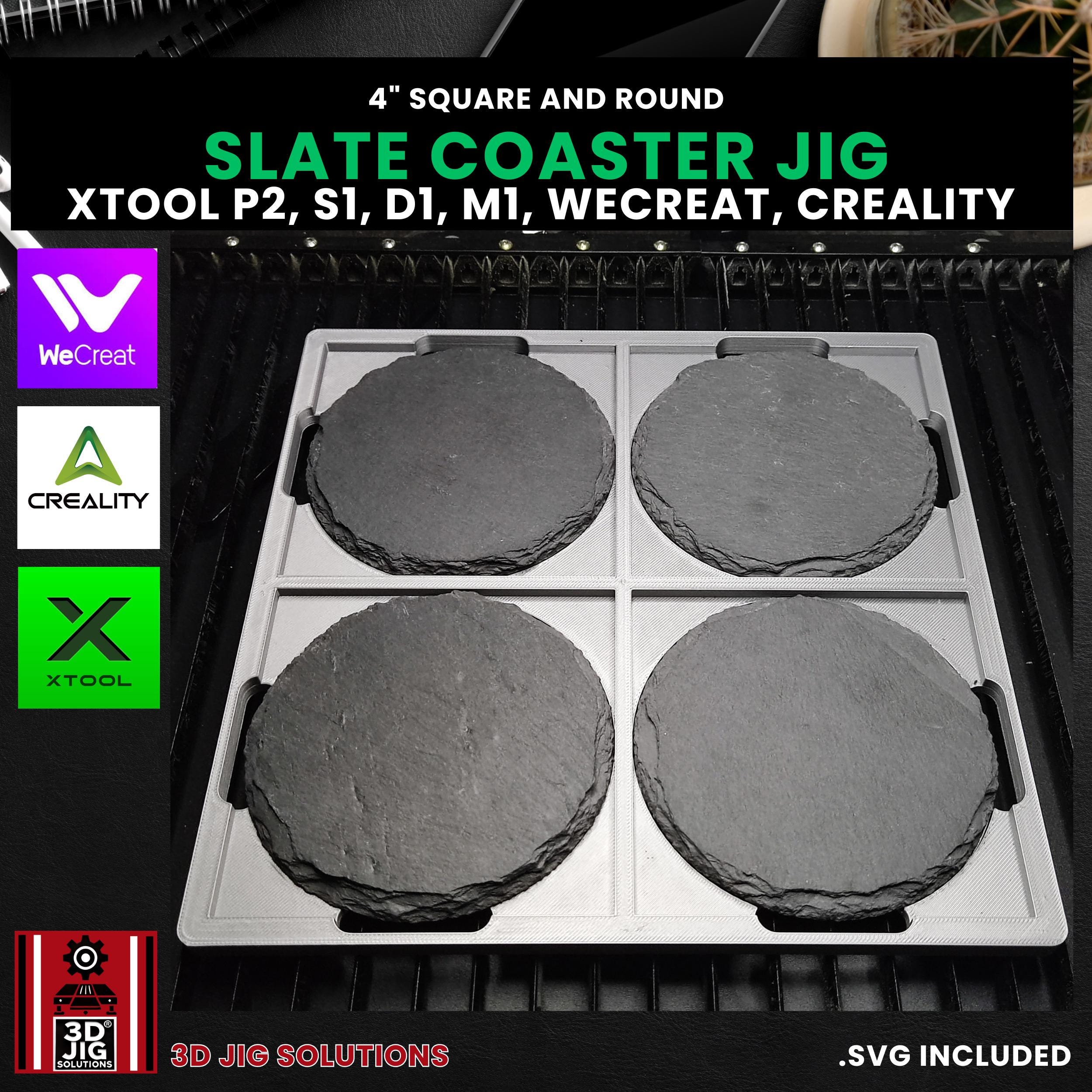 Slate Coaster Laser Engraving Jig: 4" Round & Square, Diode and CO2 ...