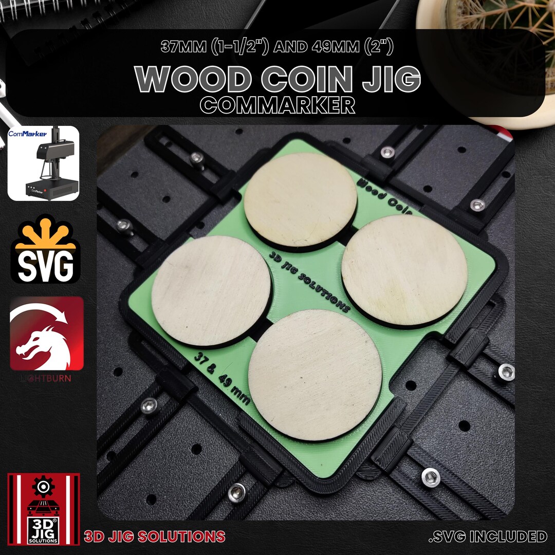 Commarker Wood Coin Jig 3D Printed Laser Engraving Fixture for ...