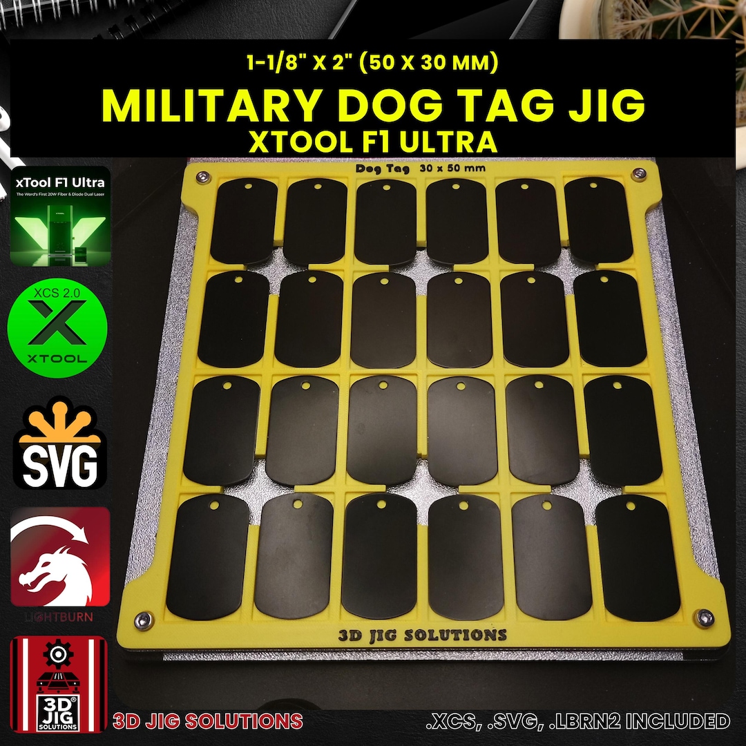 Xtool F1 Ultra Military Dog Tag Jig | Laser Engraving Jig for Aluminum ...