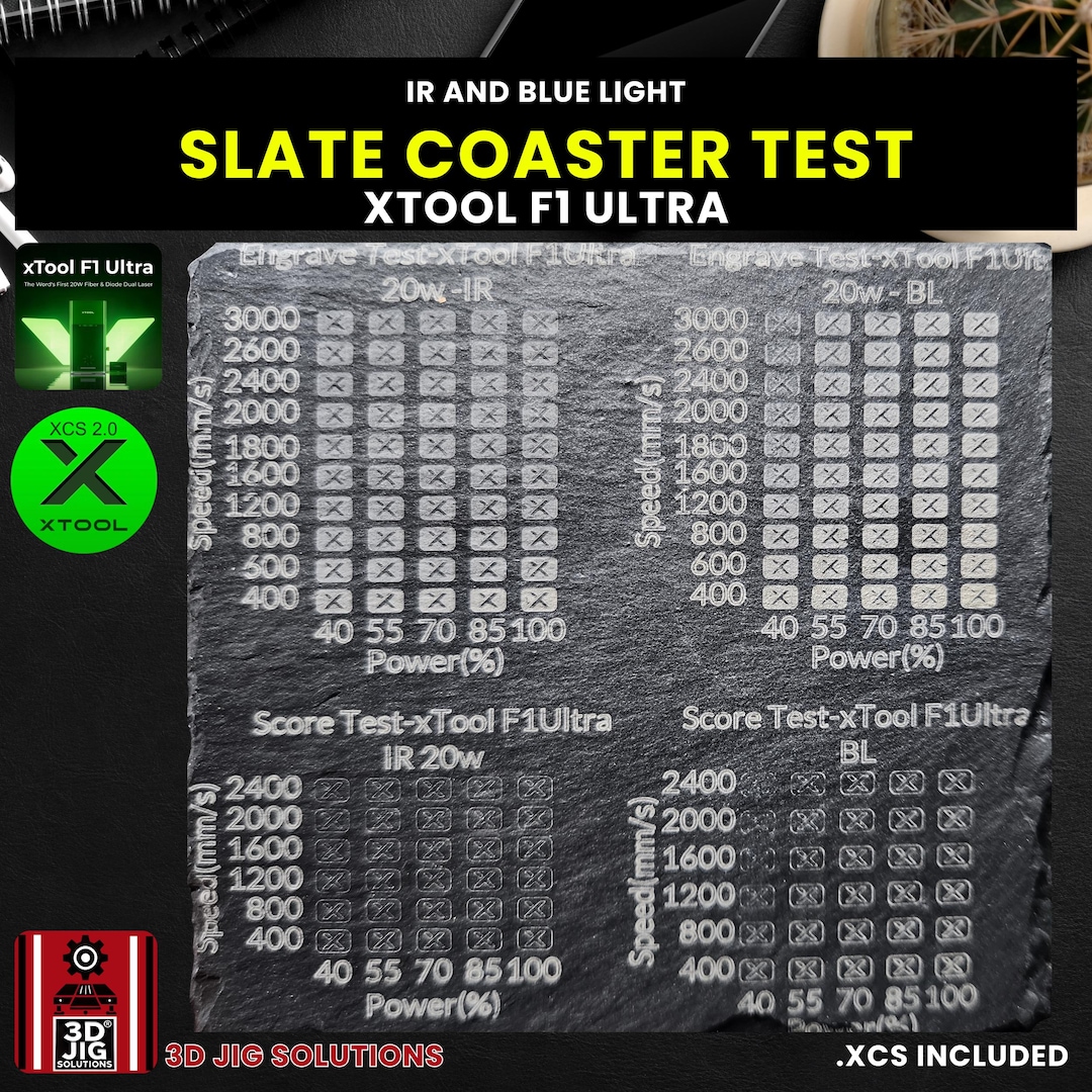 Xtool F1 Ultra Slate Coaster Laser Engraving Test - XCS File | Blue ...
