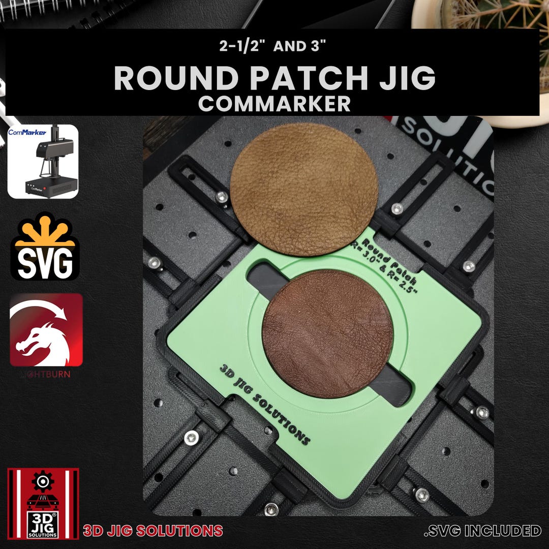 Commarker Hat Patch Jig | Laser Engraving Jig for Round Leather Hat Patches, Round Laserable ...